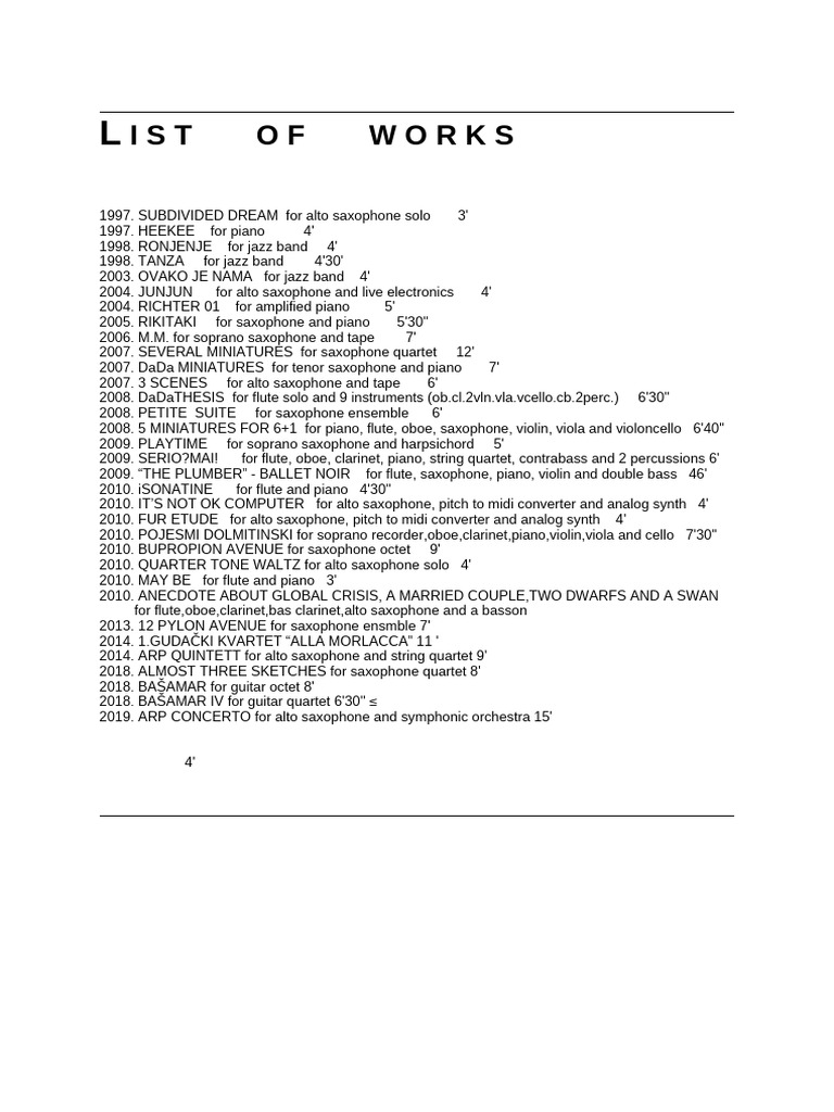 Composition List | PDF