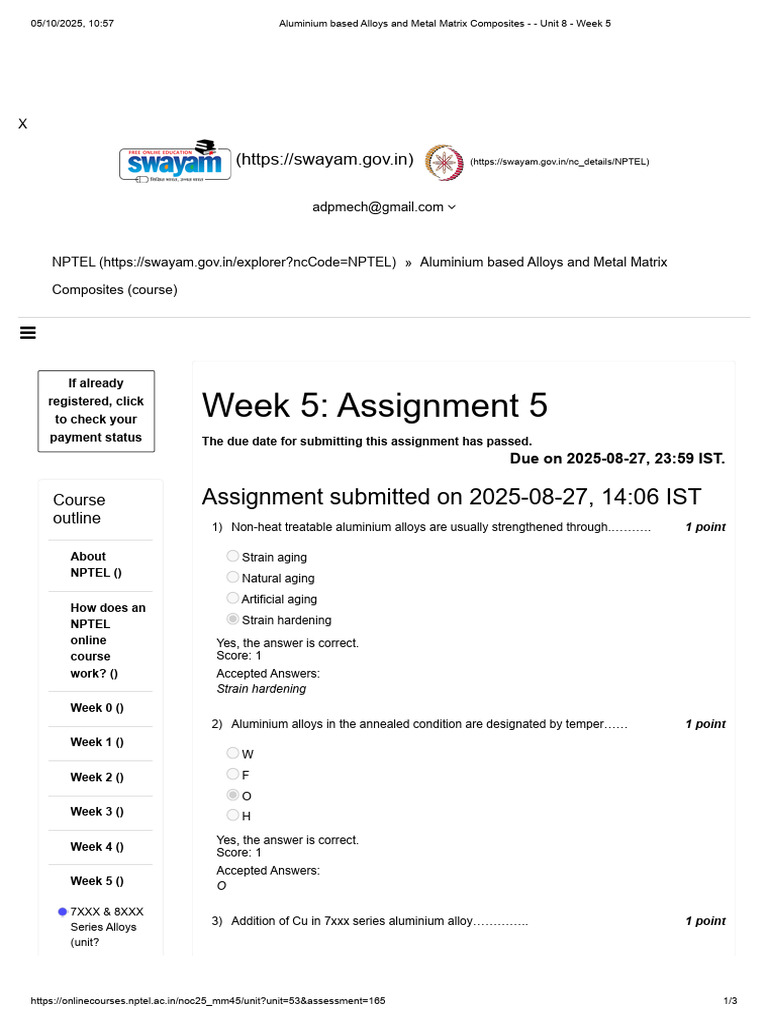 Aluminium Based Alloys and Metal Matrix Composites - Unit 8 - Week 5 ...