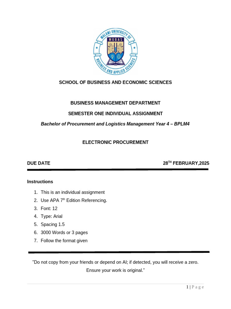 E - Procurement Assignments | PDF | Procurement | Chess Theory