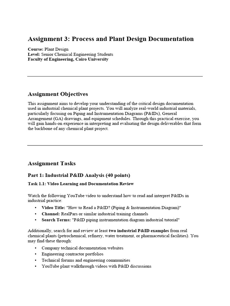 Assignment 3 Process and Plant Design Documentation | PDF | Instrumentation | Valve