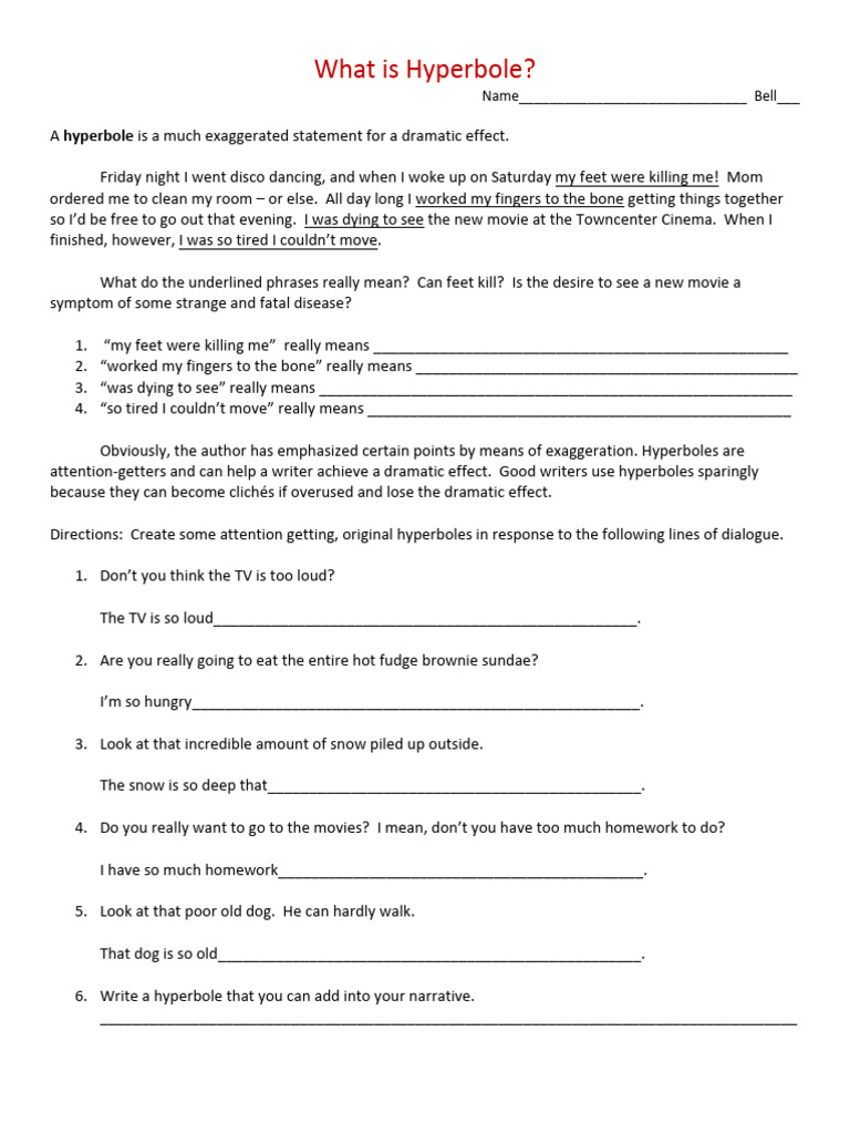 Figures of Speech - Hyperbole - Onomatopoeia - Personi | PDF