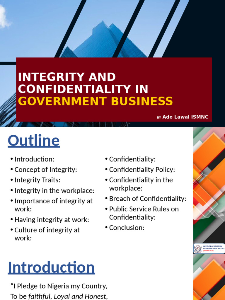 Integrity and Confidentiality in Government Business | PDF | Integrity ...