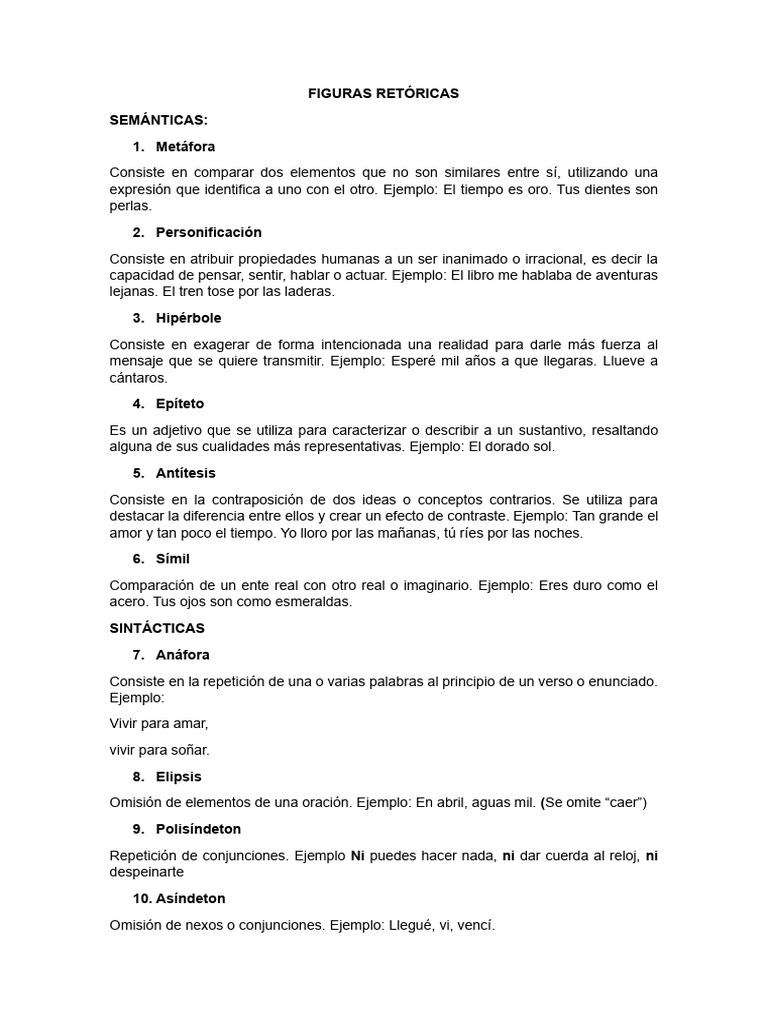 Figuras Retóricas: Definición y Ejemplos | PDF