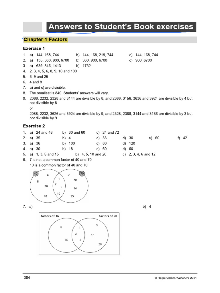 Student Book Exercise Answers | PDF | Rectangle | Subtraction