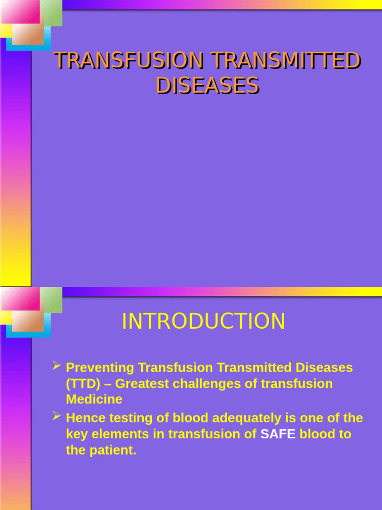TTI Transfusion Transmitted Infections | PDF | Blood Transfusion ...