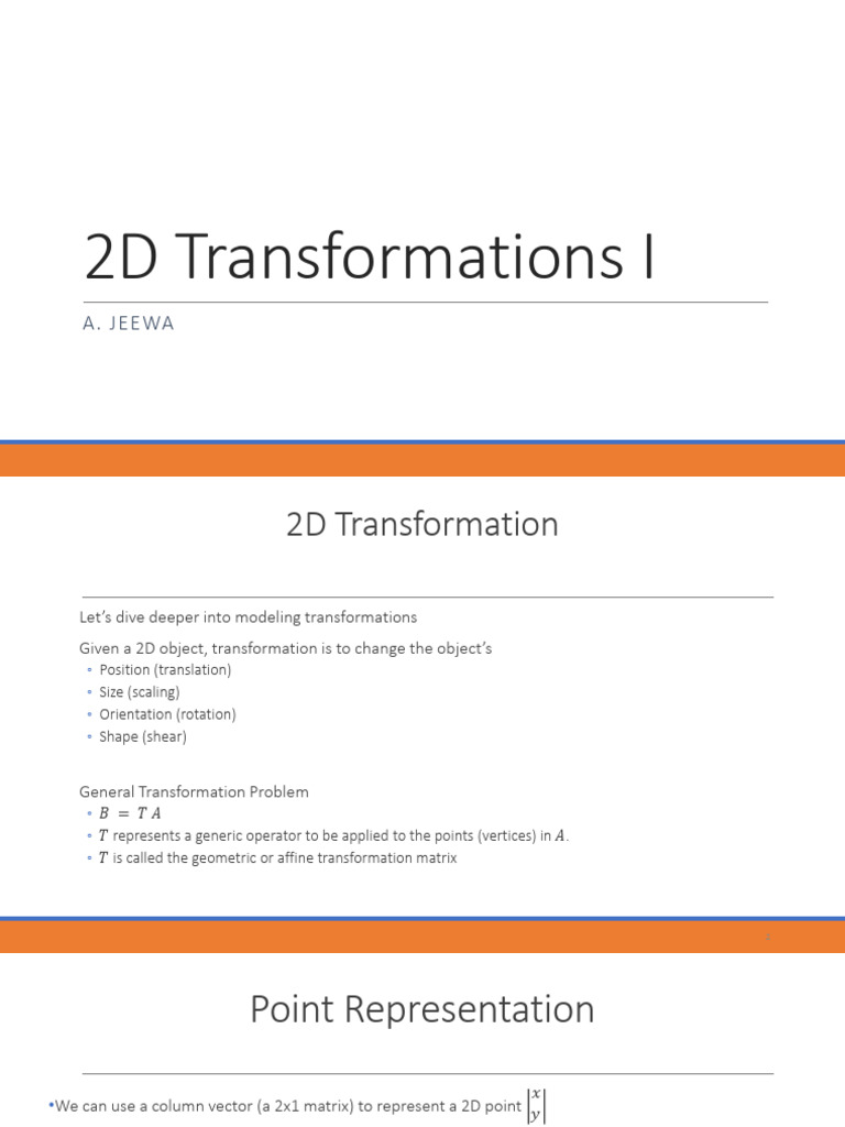 3_2D Transformations I | PDF | 2 D Computer Graphics | Matrix (Mathematics)