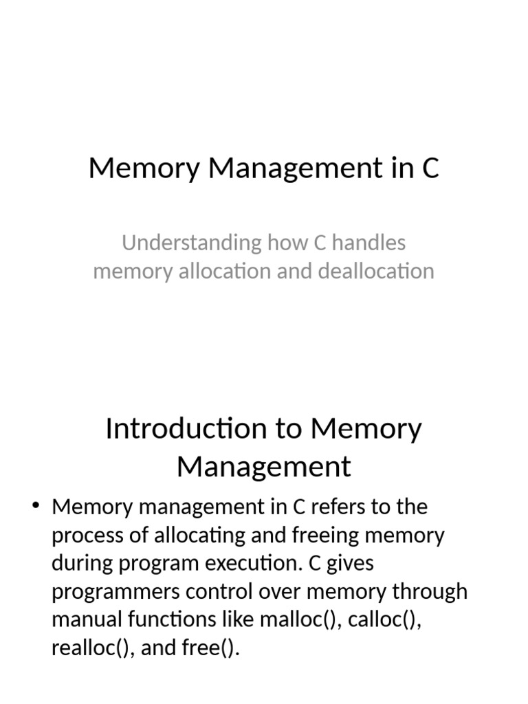 Memory Management in C Presentation | PDF