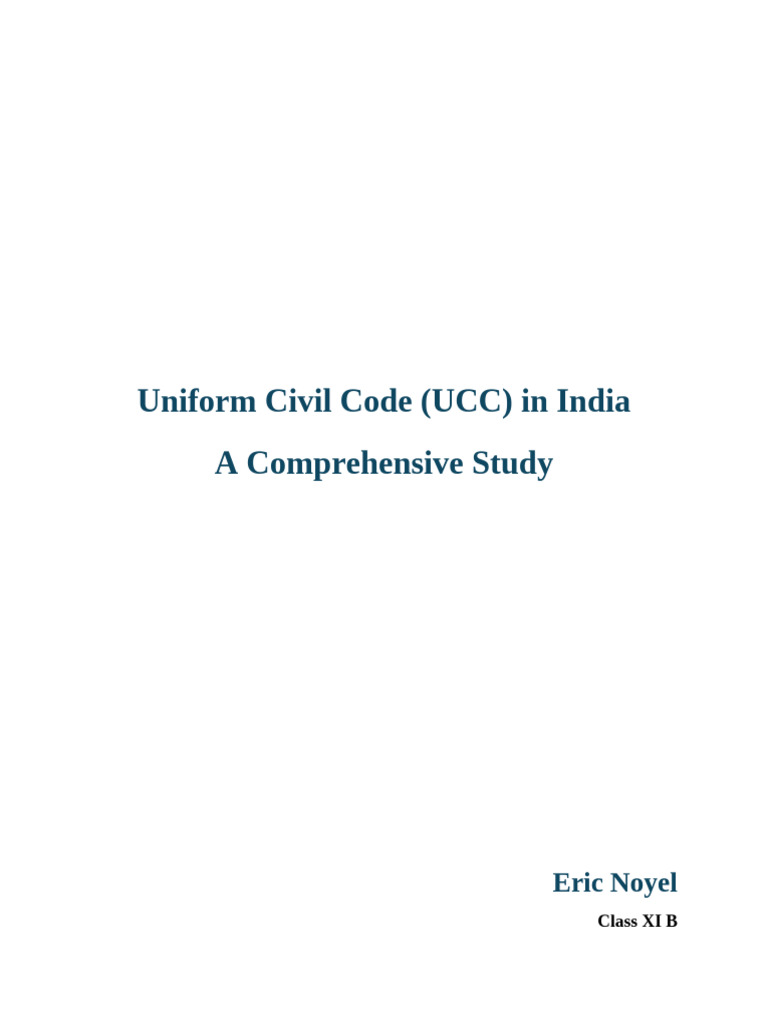 Uniform Civil Code (UCC) in India - A Comprehensive Study | PDF ...