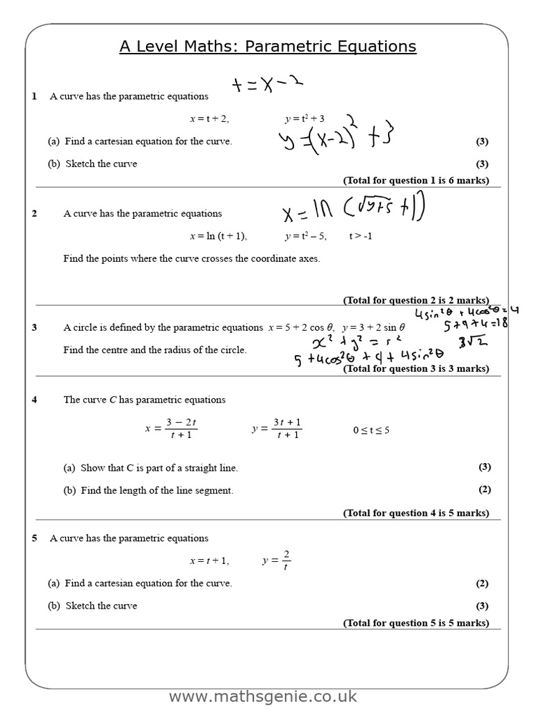 Parametric Equations | PDF | Equations | Curve