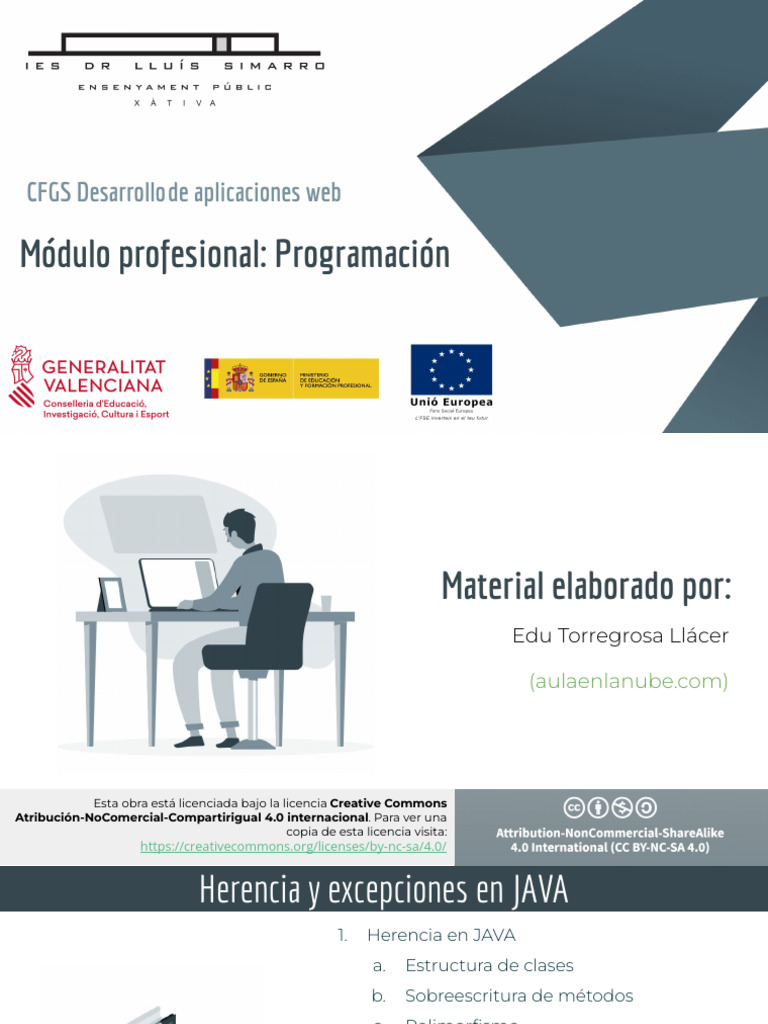 TEMA 6º Herencia y Excepciones en JAVA | PDF | Herencia (Programación Orientada a Objetos ...