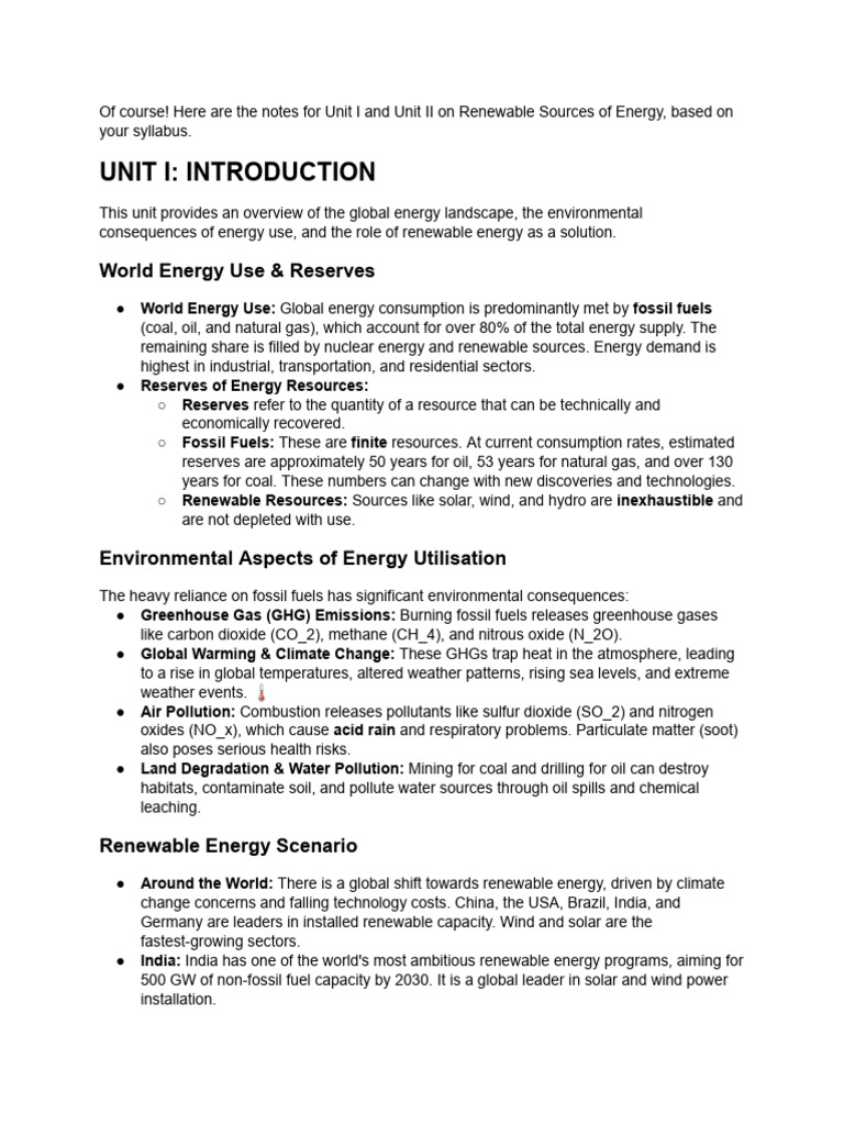 Renewable Energy Overview and Solar Power | PDF | Renewable Energy ...