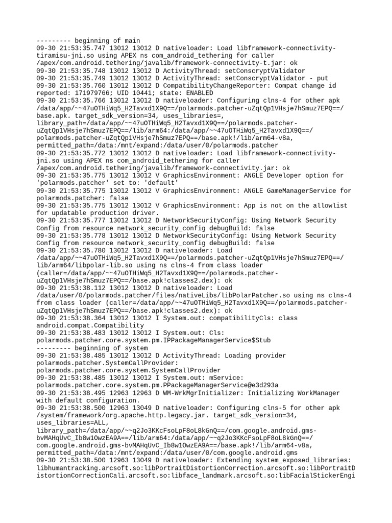 Polarmods - Patcher Logcat | PDF | Operating System Technology | Computer Architecture