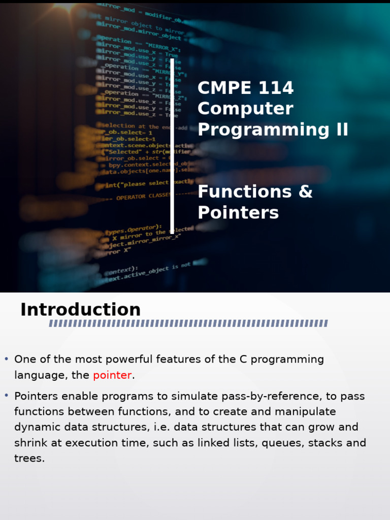 C Programming: Functions and Pointers | PDF | Pointer (Computer ...
