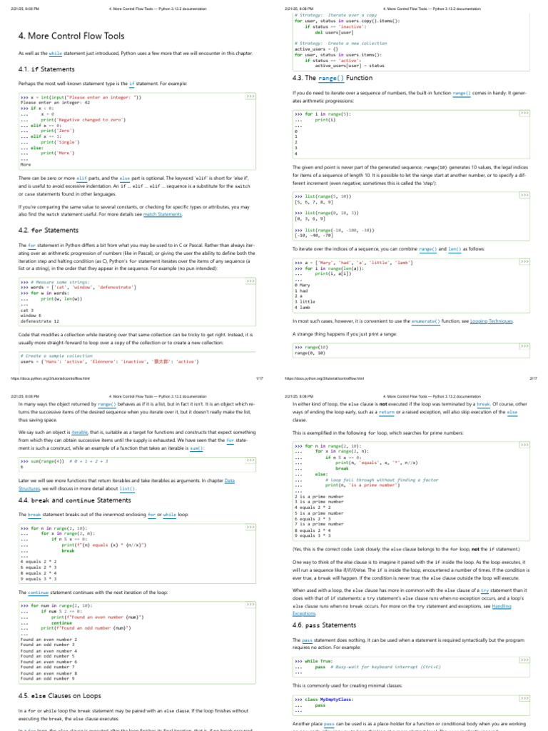 4. More Control Flow Tools — Python 3.13.2 Documentation | PDF ...