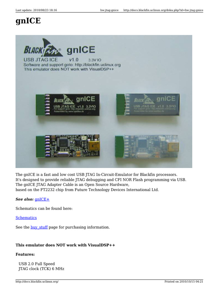 gnICE USB JTAG Emulator for Blackfin | PDF | Flash Memory | Usb
