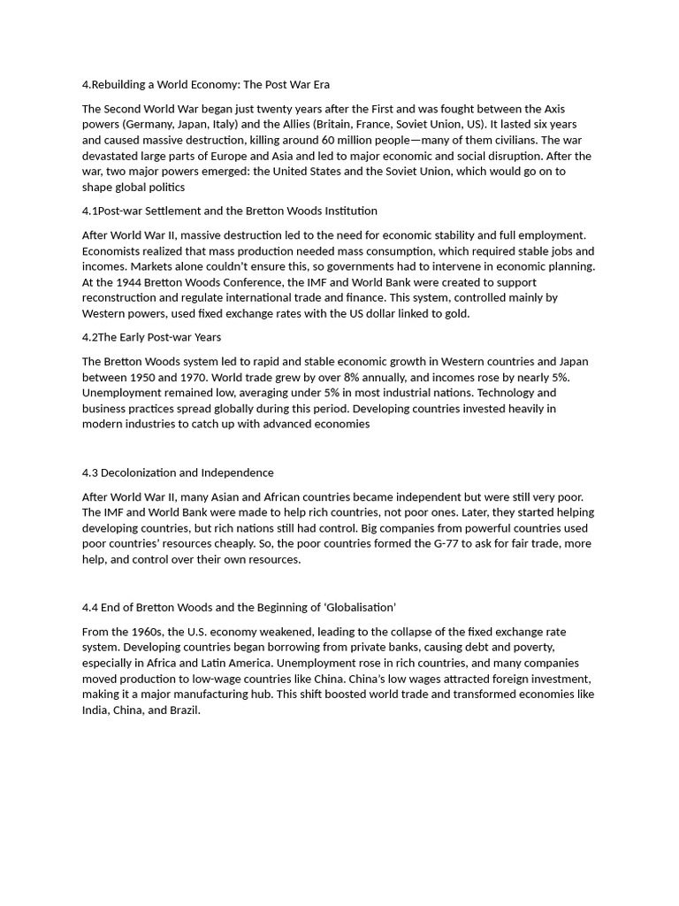 SST Interdisciplinary Project | PDF | Bretton Woods System | Developing ...