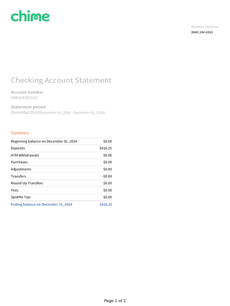 Checking Account Statement | PDF