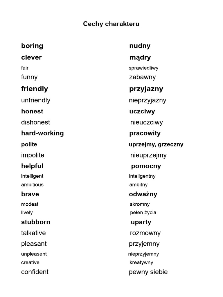 Vocabulary Character | PDF