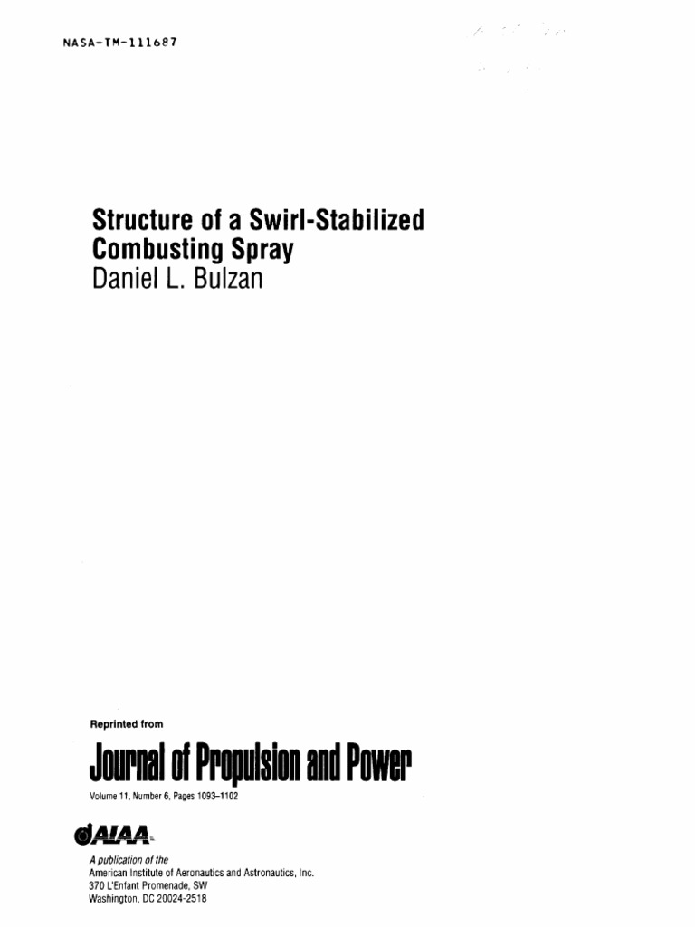 Journal Ofpropulsion and Power: Structure of A Swirl-Stabilized ...