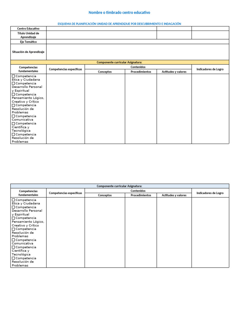 4 Esquema Planificaci N Descubrimiento e Indagaci N | PDF | Evaluación | Aprendizaje