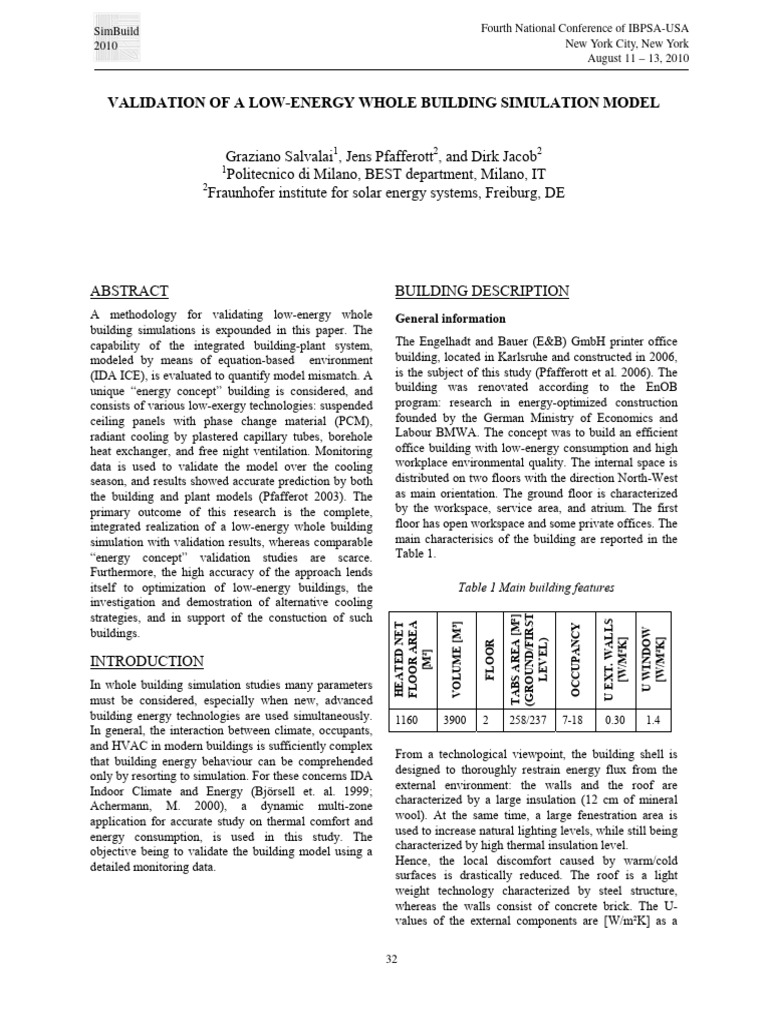 Validation of A Low-Energy Whole Building Simulation Model | PDF | Heat | Building Insulation