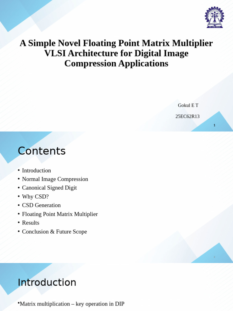 Floating Point Matrix Multiplier VLSI Design | PDF | Multiplication ...