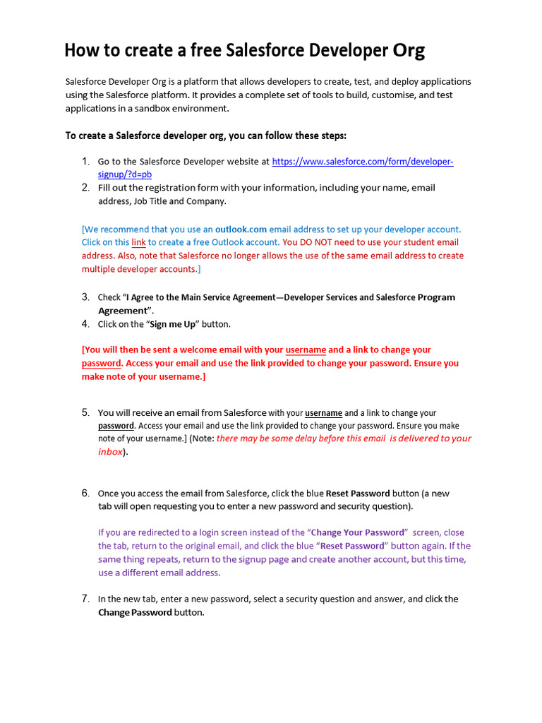 How to Create a Free Salesforce Developer Org -4 (1) | PDF | Password ...