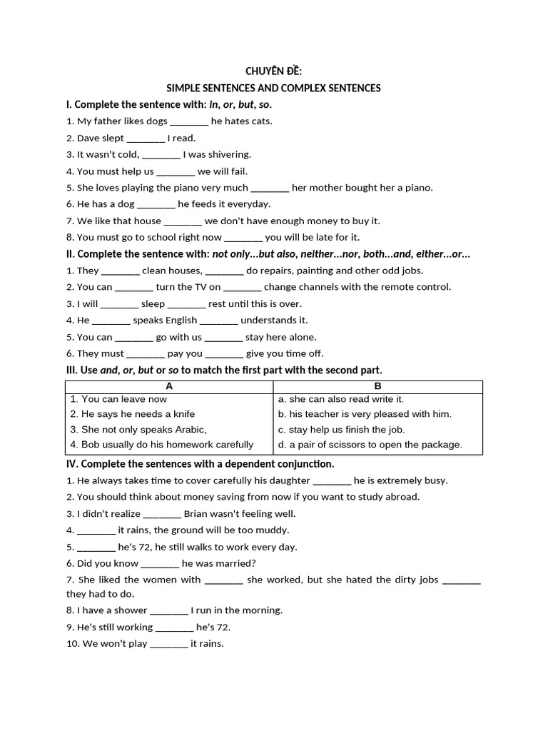(17.10) Simple Sentences and Complex Sentences | PDF