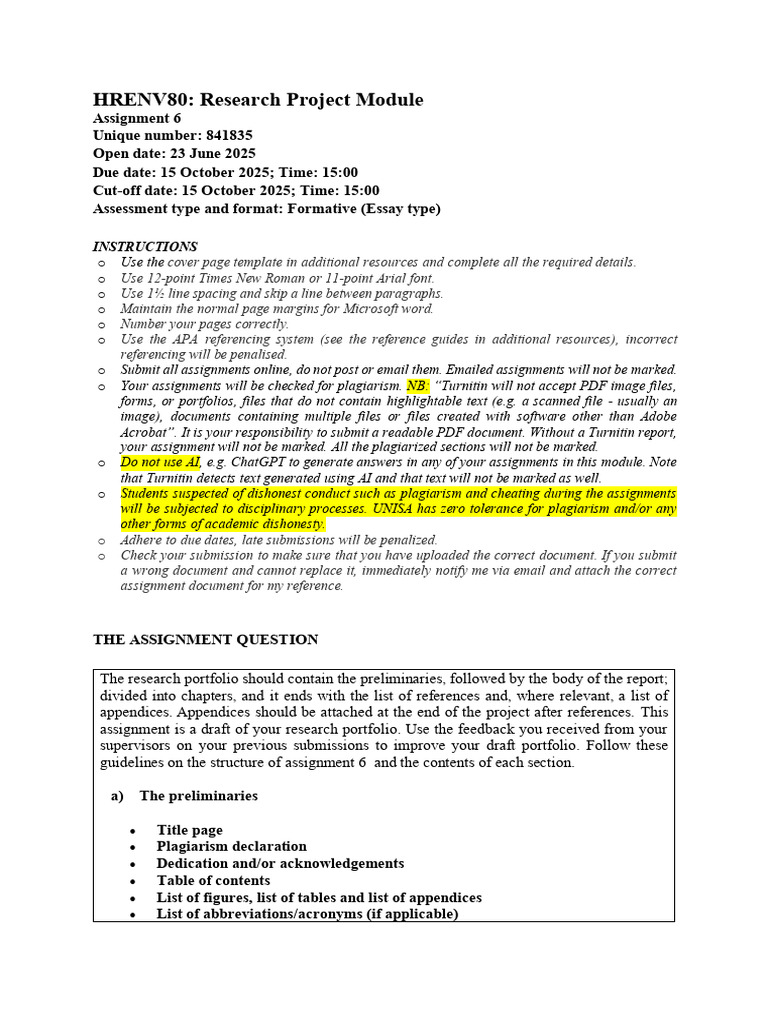 HRENV80 Research Project Guidelines | PDF | Sampling (Statistics ...