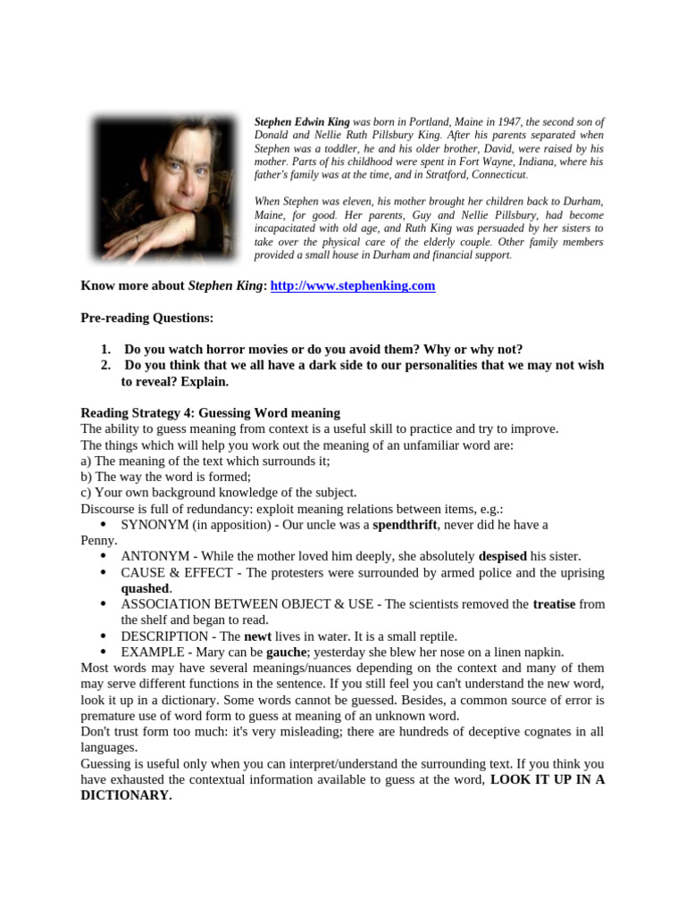 3stephen King 5why We Crave Horror Movies The Short Prose Reader | PDF