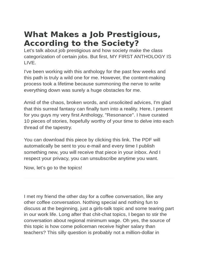 Understanding Job Prestige in Society | PDF | Salary | Social Psychology