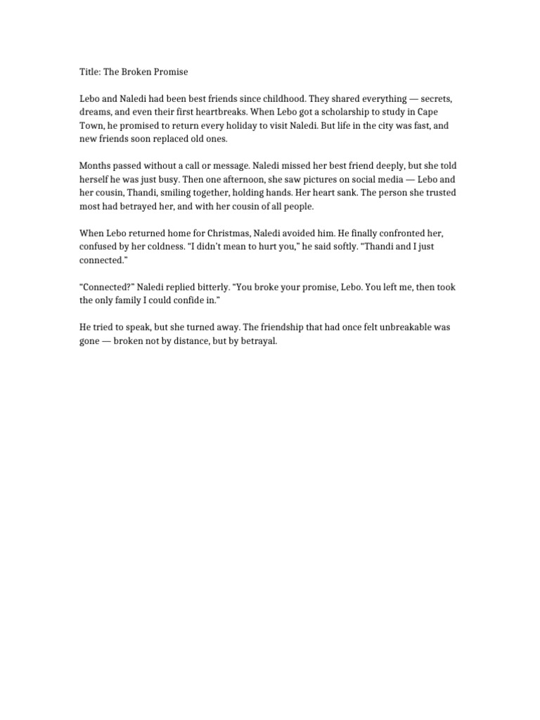 Betrayal of Friendship: A Broken Promise | PDF