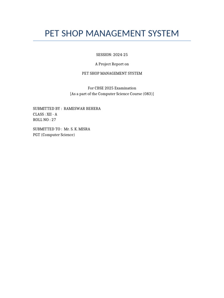 Pet Shop Management System Project Expanded (2) | PDF | Databases | My Sql