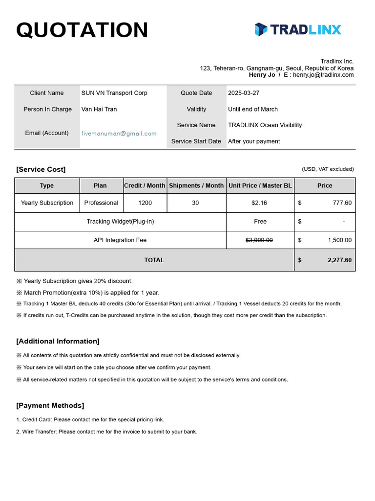 (Quotation) Ocean Visibility+API - SUN VN Transport Corp - 20250327 ...