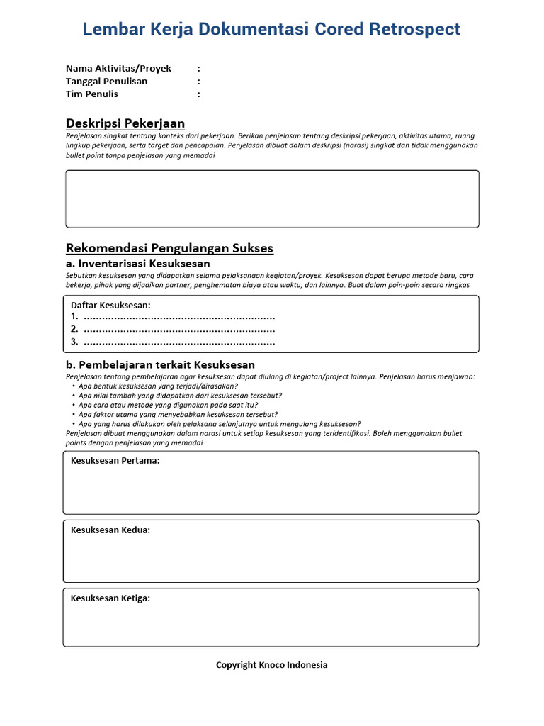 Template Lembar Kerja Retrospect | PDF