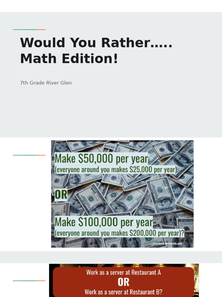 Would You Rather .. Math Edition! 2022-23 | PDF