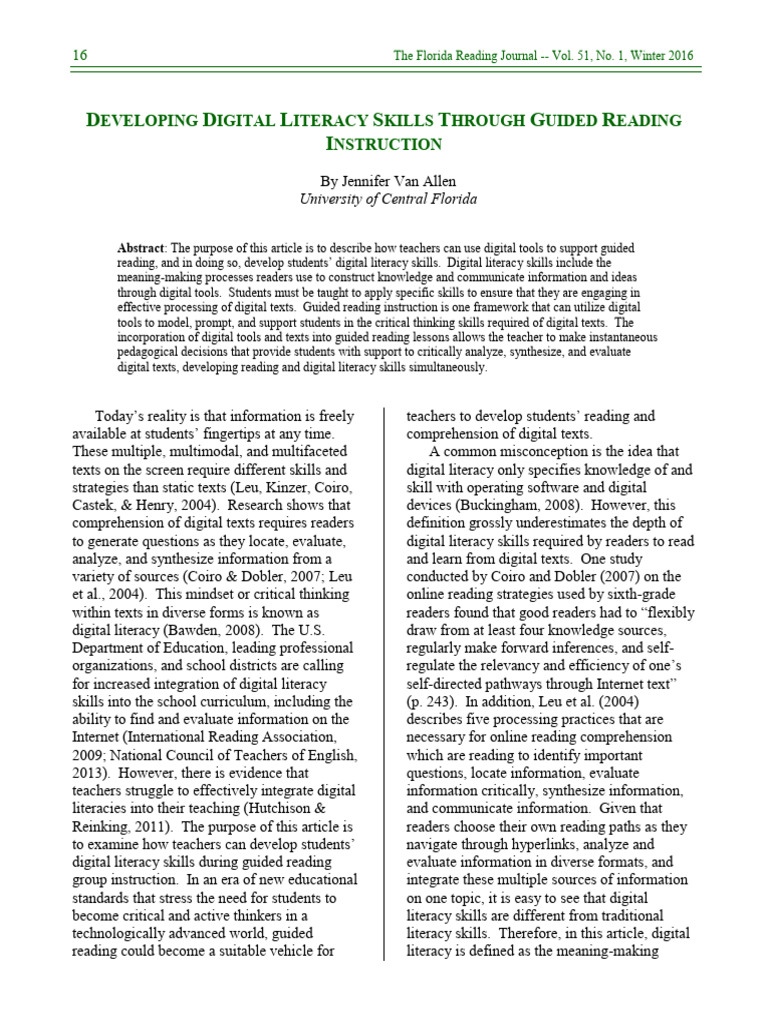 Digital Literacy in Guided Reading | PDF | Reading Comprehension ...