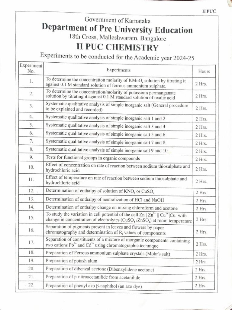 2pu Chemistry Mannual | PDF
