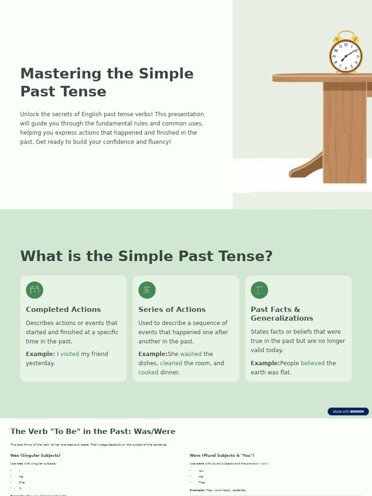 Mastering The Simple Past Tense | PDF | Subject (Grammar) | Grammatical ...