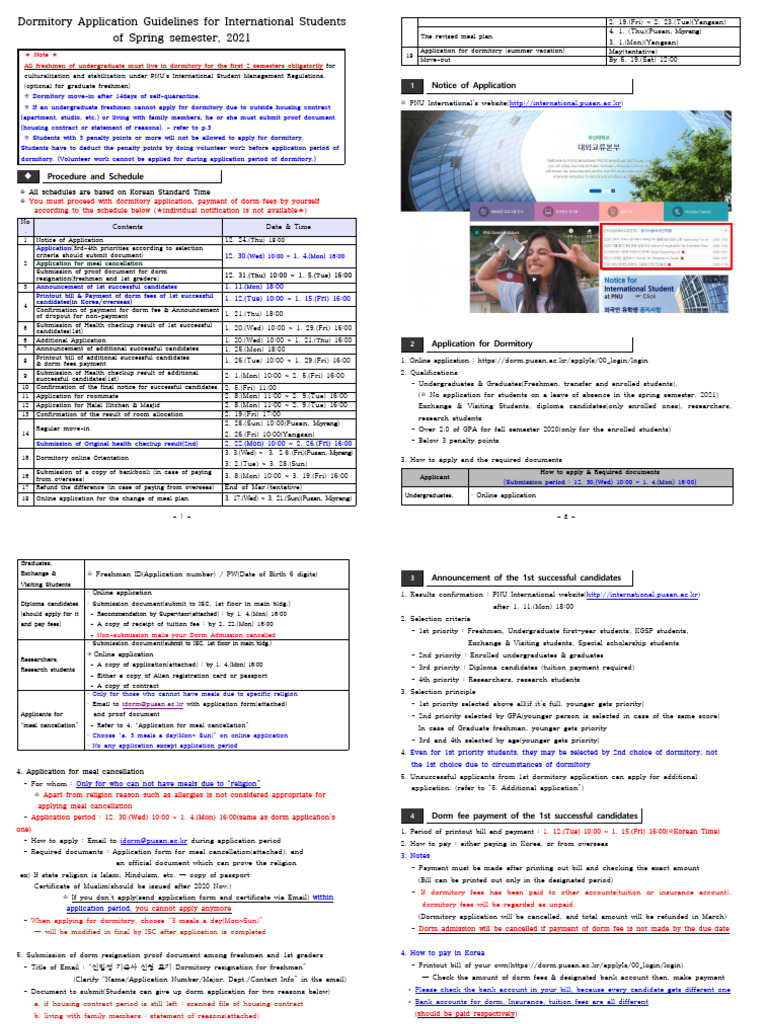 2021.1-Dormitory-Eng | PDF | Fee | Dormitory