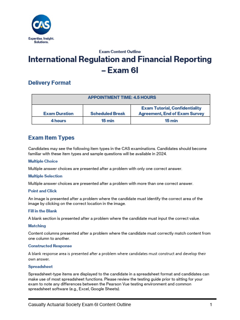 CAS Exam 6I Content Outline 2024 Reviewed Revised | PDF | Actuary ...