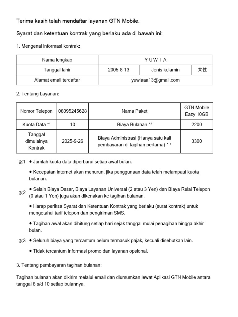 Syarat dan Ketentuan GTN Mobile | PDF