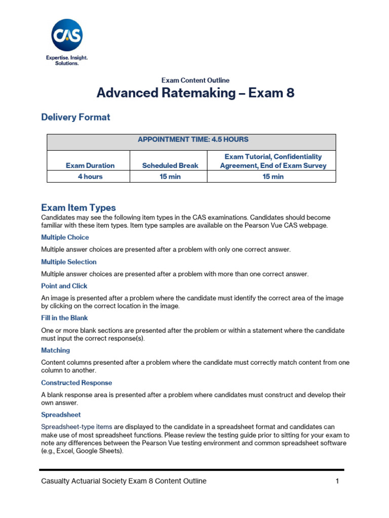 CAS Exam 8 Content Overview | PDF | Actuary | Risk