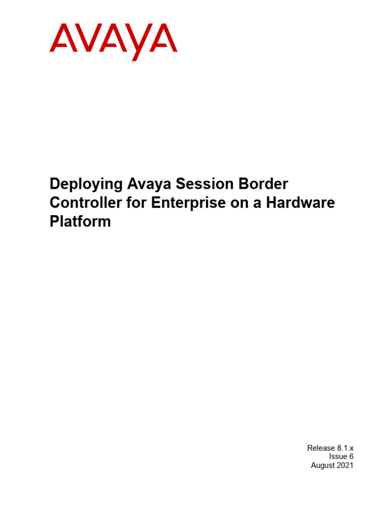 Avaya SBC Deployment Guide 8.1.x | PDF | Server (Computing) | License