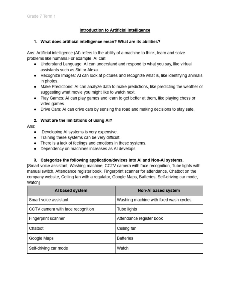 Intro To Artificial Intelligence Grade 7 | PDF | Artificial ...