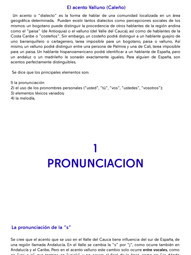 Características del Acento Valluno | PDF | Lengua española | Dialecto
