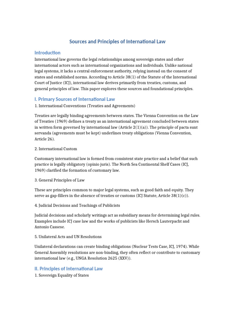 Sources and Principles of International Law | PDF | International Law ...