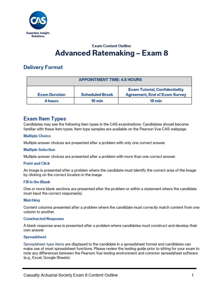 CAS Exam 8 Content Outline 2025 in the Past | PDF | Actuary | Risk