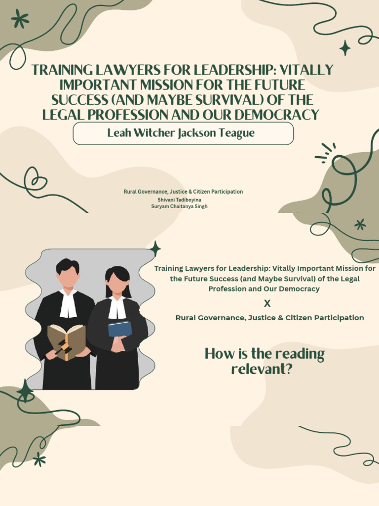 Training Lawyers For Leadership: Vitally Important Mission For The ...