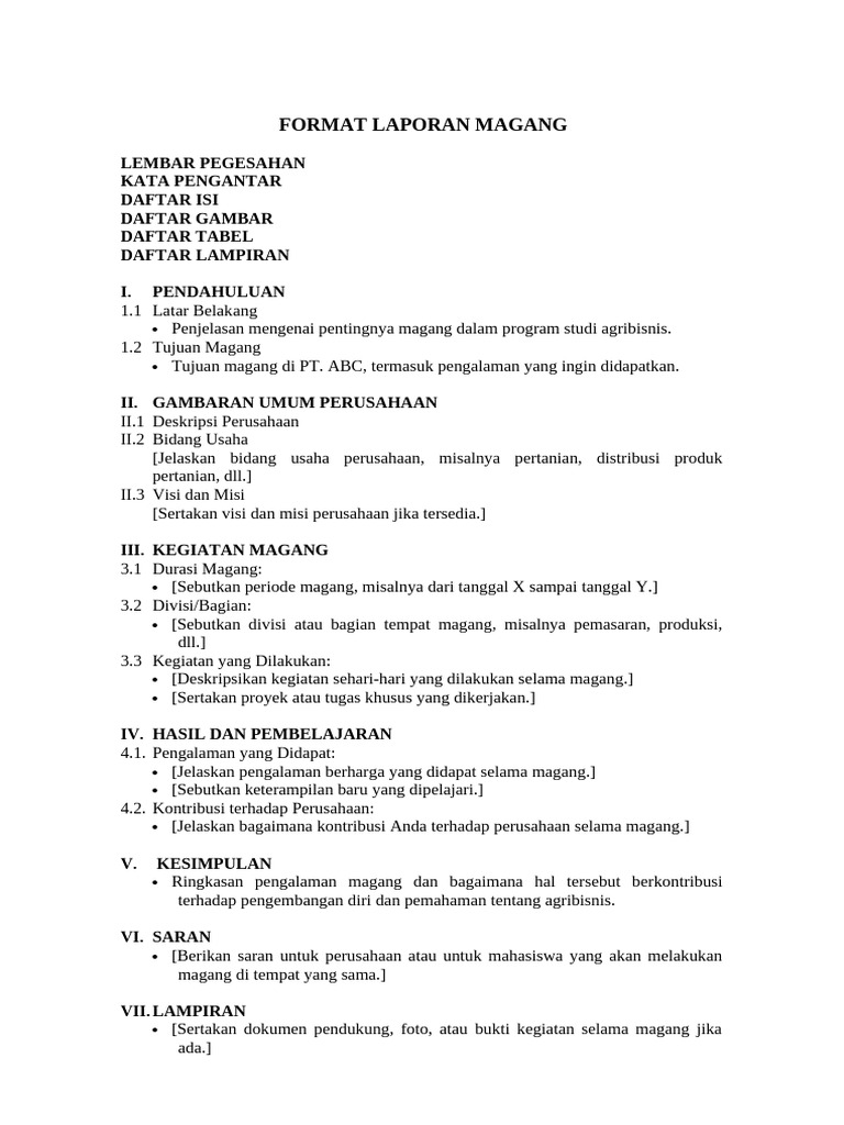 Format Laporan Magang Agribisnis | PDF